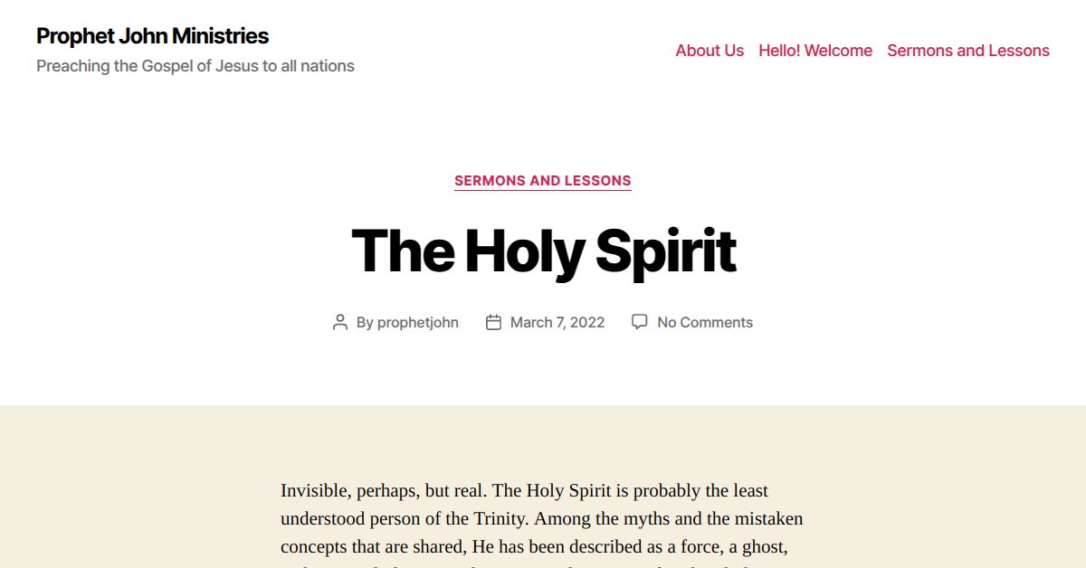 The Holy Spirit – Prophet John Ministries